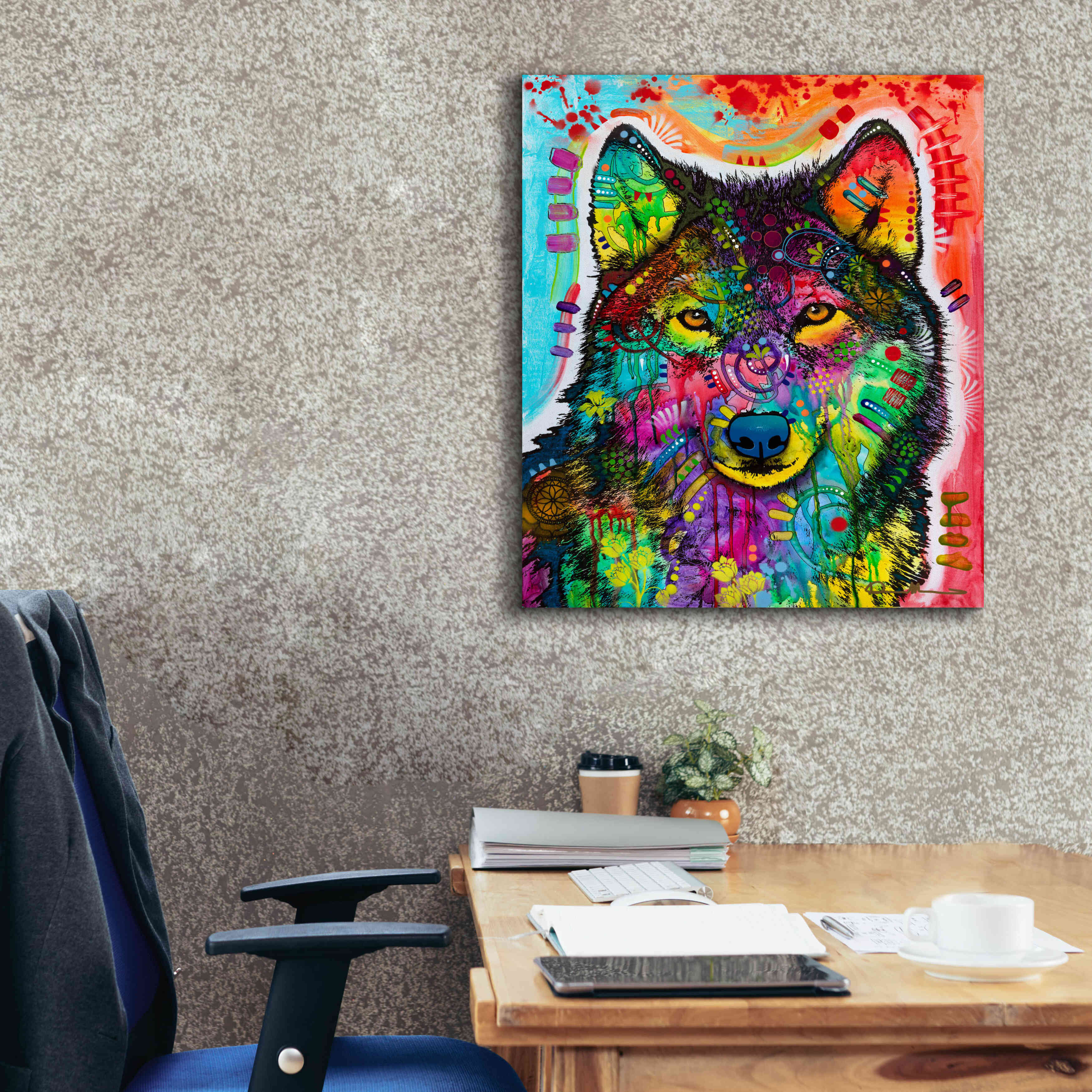 Hokku Designs Wolf 3 by Dean Russo - Wrapped Canvas Painting | Wayfair