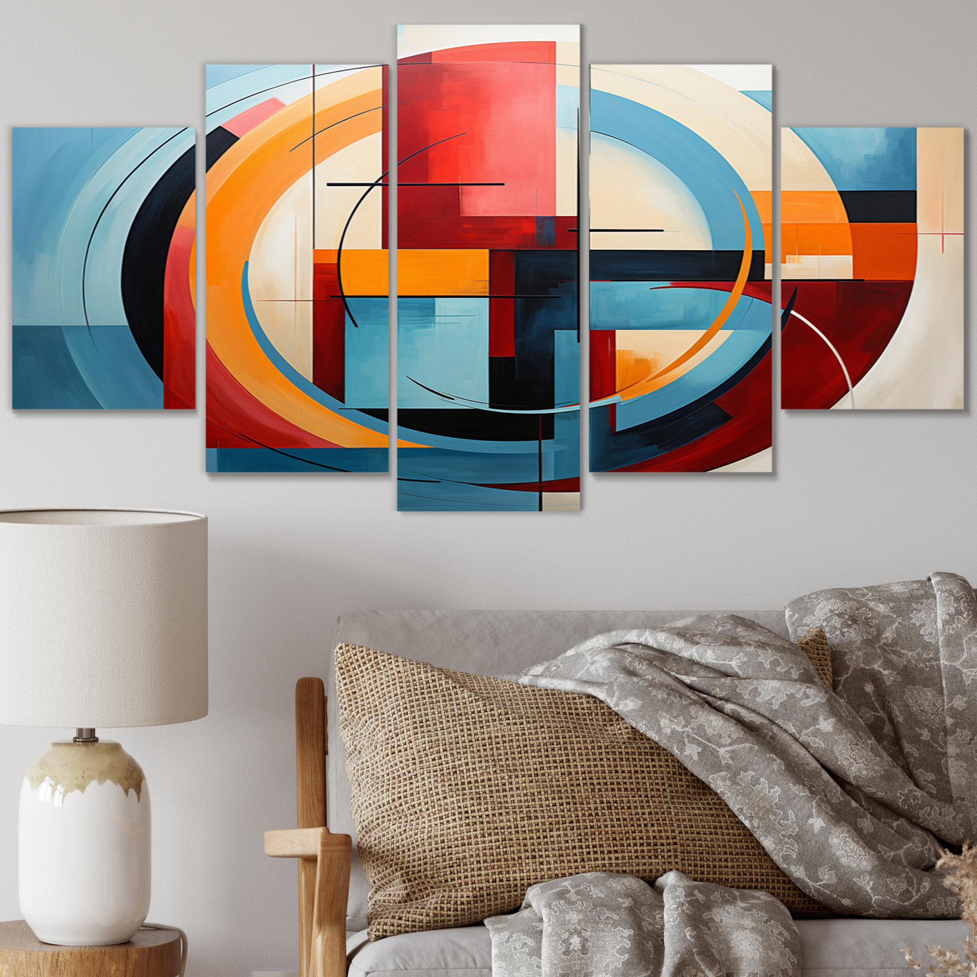 Wrought Studio™ Geometric Abstraction Focus III - 5 Piece Wrapped ...