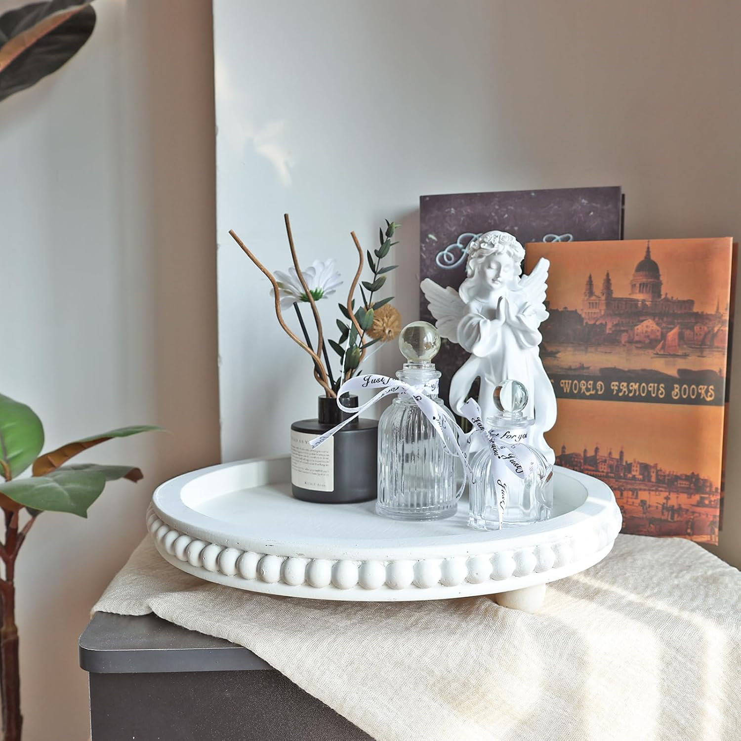 Ophelia & Co. Wooden White Decorative Trays For Coffee Table Modern ...