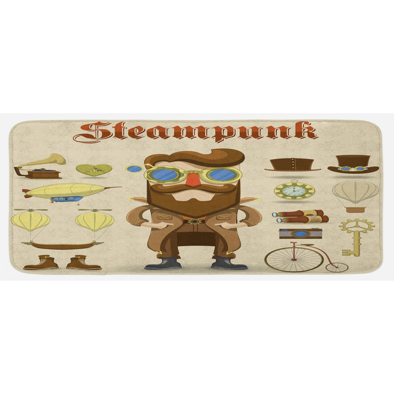 East Urban Home Steampunk Kitchen Mat | Wayfair
