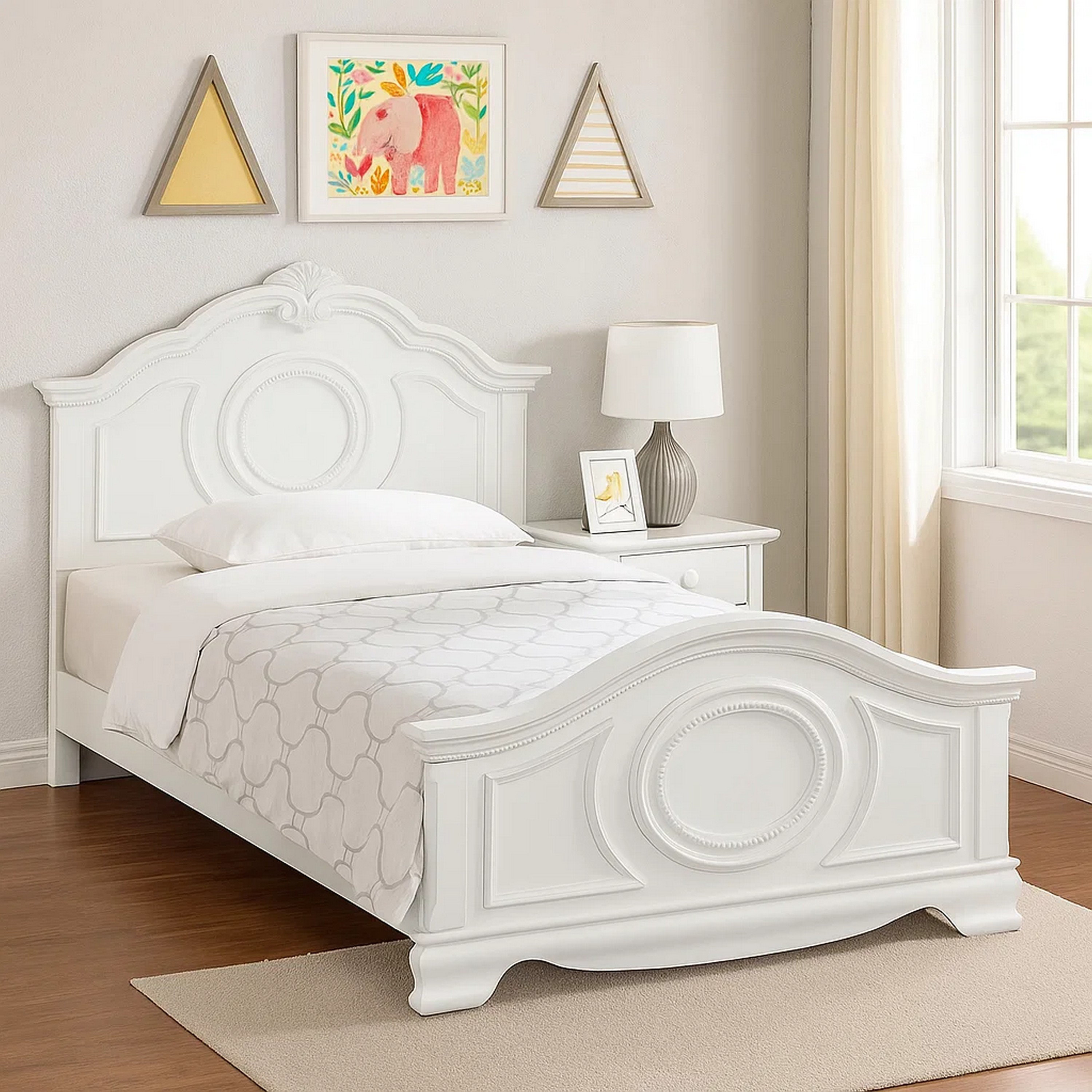 Benjara Aleci Twin Size Bed, Crown Molding And Bell-Shaped Design ...