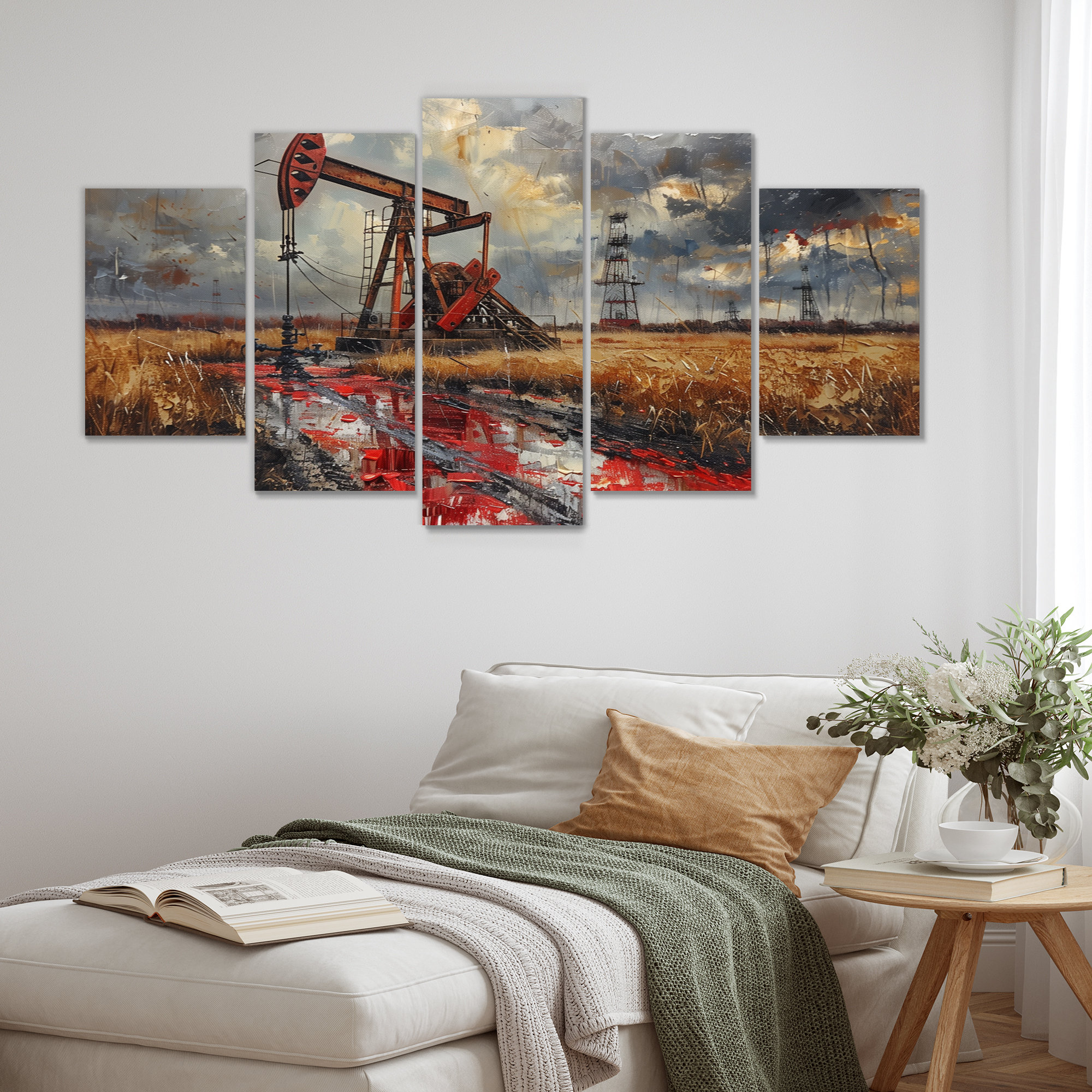 Williston Forge Red Winter Oil Fields Industrial Icon I - Oil Rigs ...