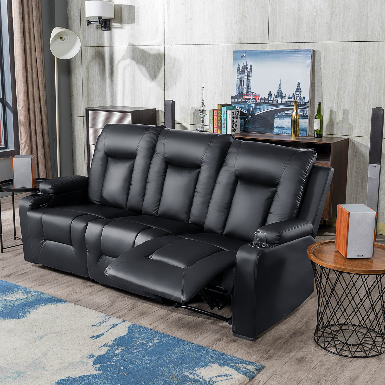 Latitude Run® Recliner Sofa Set, Manual Reclining Chair Loveseats with ...