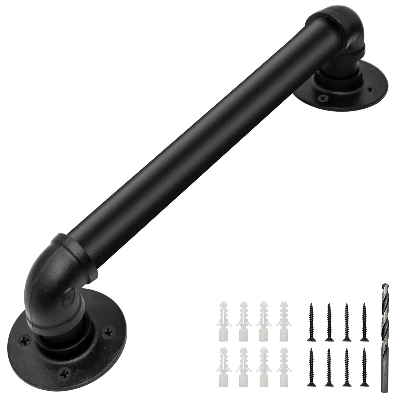 COAHAHA 2Ft Black Metal Pipe Stair Handrail, Industrial Wall-Mounted ...