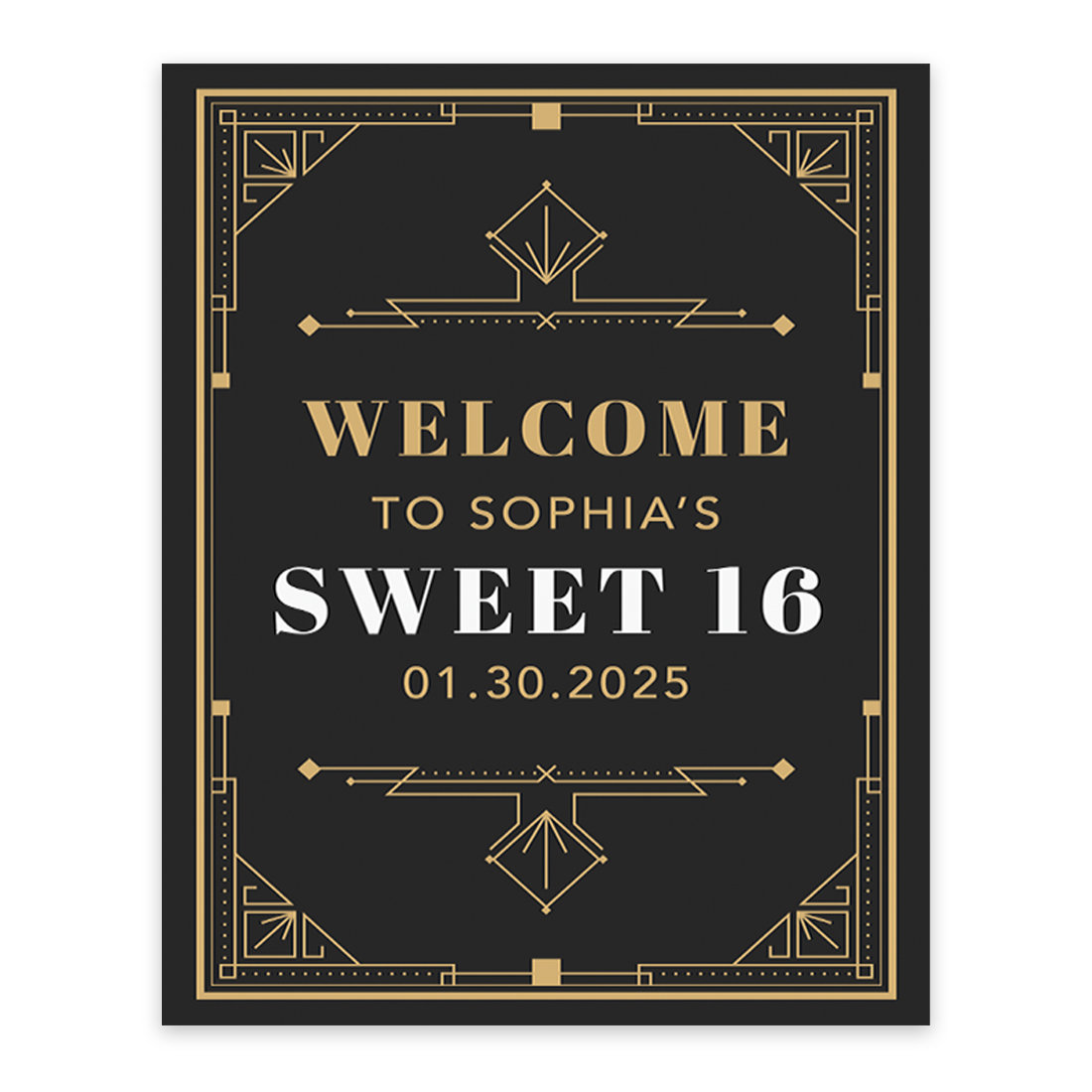 Koyal Wholesale Large Custom Sweet 16 Welcome Sign, Art Deco Great ...