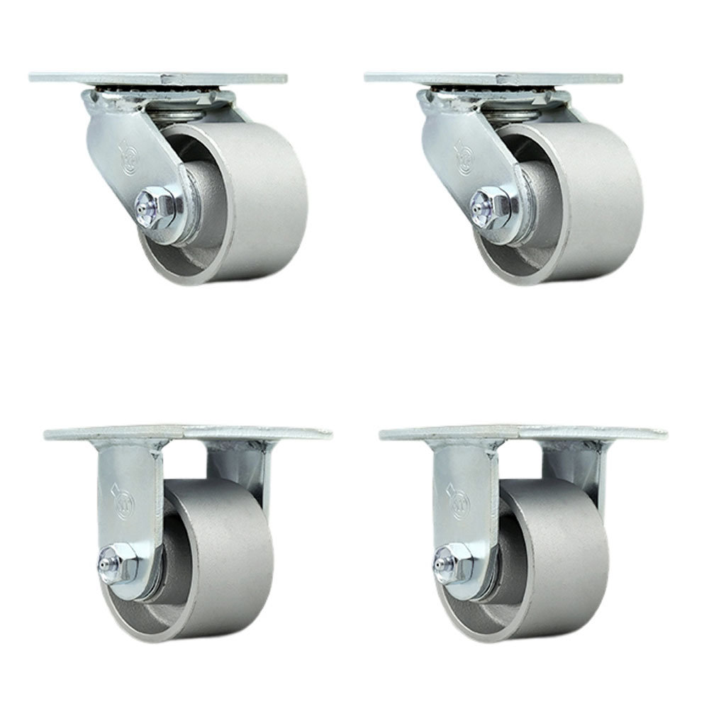 Service Caster 3.25 Inch Semi Steel Caster Set with Roller Bearings 2 ...