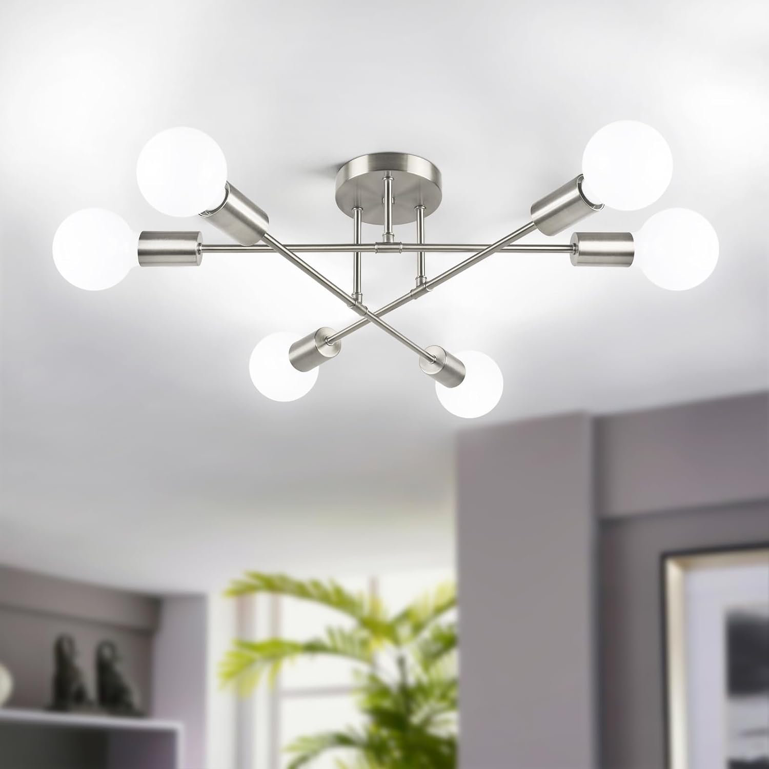 Ebern Designs 6-Light Ceiling Light Fixture, Bedroom Light Fixture ...