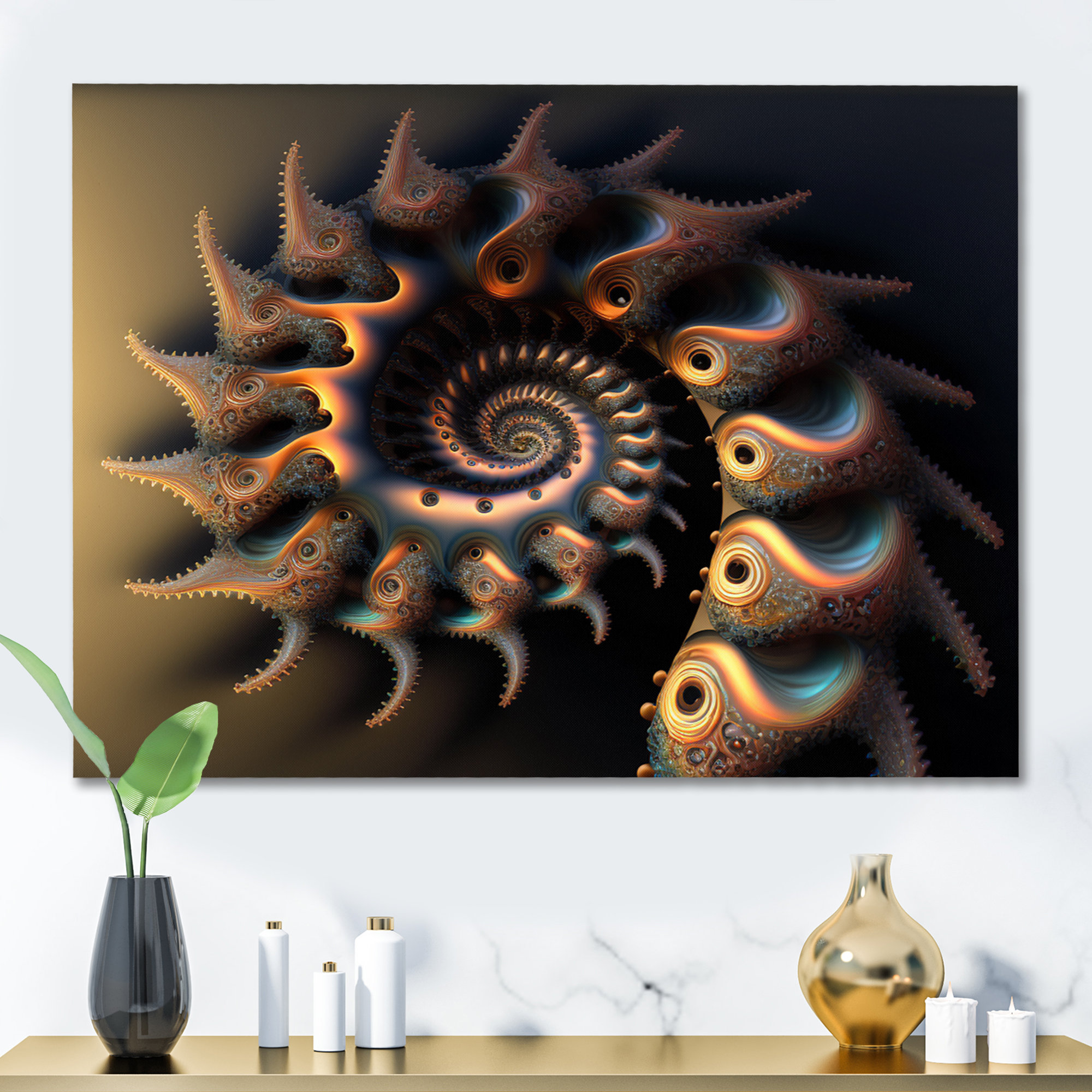 Bungalow Rose Pastel Fractal Infinity III - Modern Geometric Canvas ...