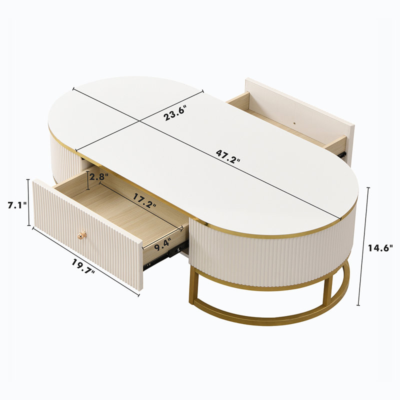 Mercer41 Oval Coffee Table with Drawers | Wayfair