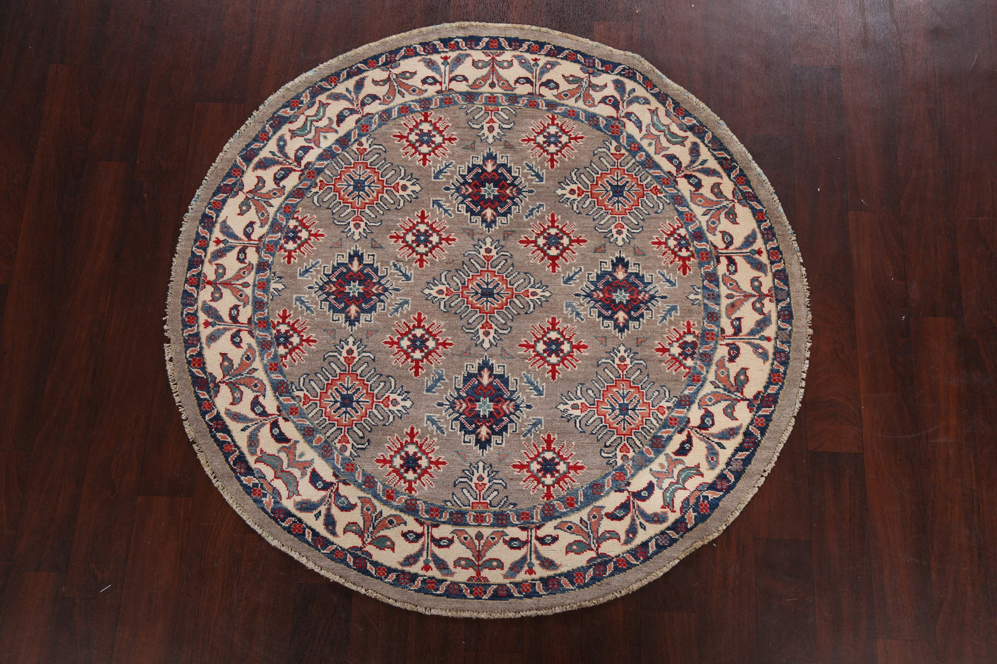 Rugsource Geometric Kazak Oriental Area Rug Hand-Knotted 5X5 Round ...
