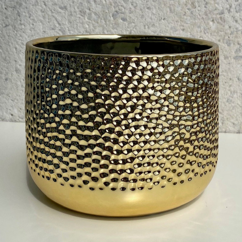 Mercer41 Shiny Gold Hammered Finish Planter | Wayfair