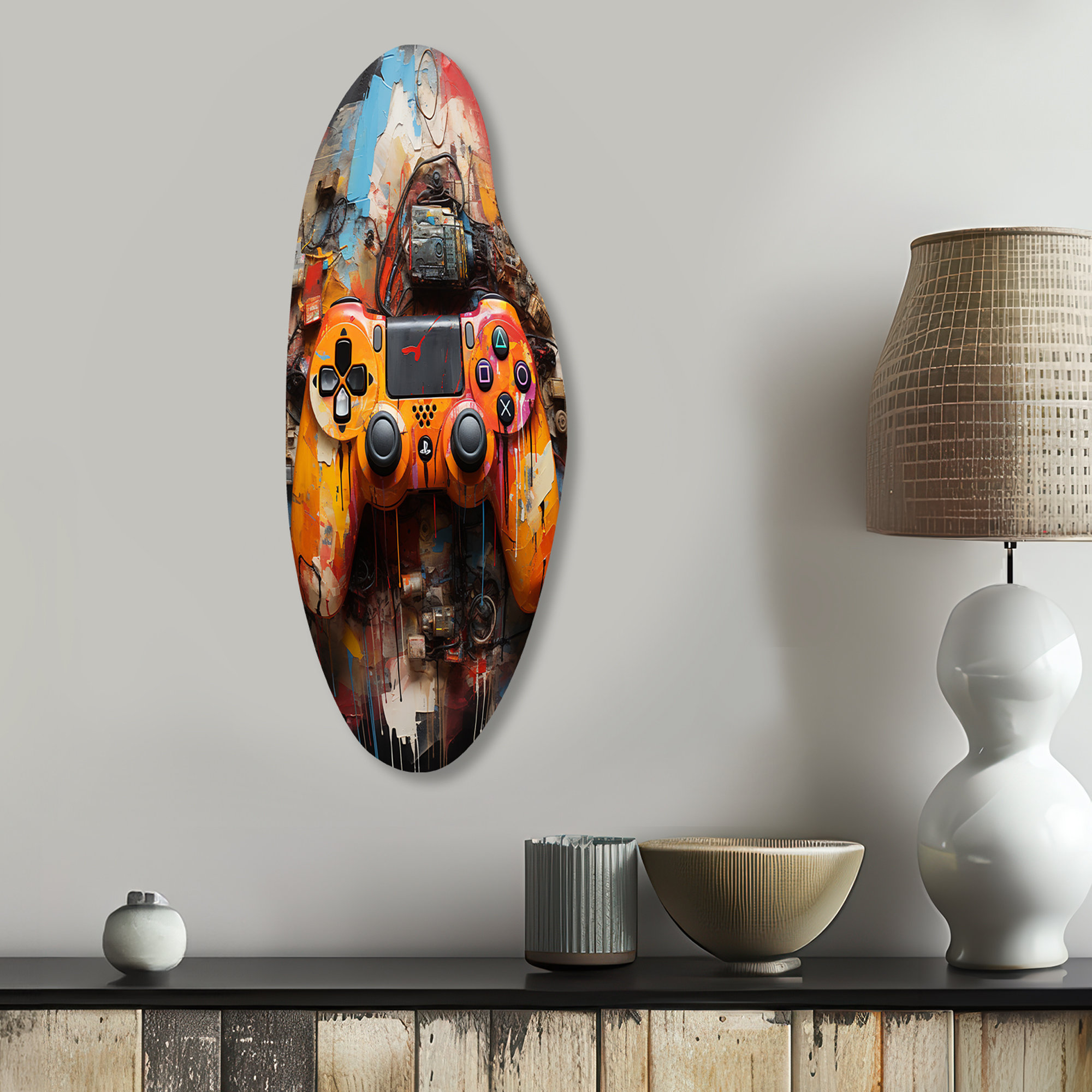 Trinx Video Games Curved Shape Assymterical Metal Wall Art | Wayfair