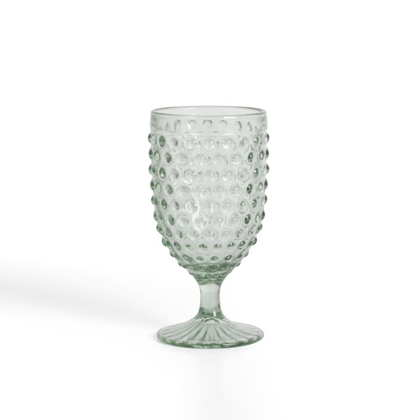Martha Stewart Chauncey 4-Pack 14.2 oz Hobnail Handmade Glass Goblet ...
