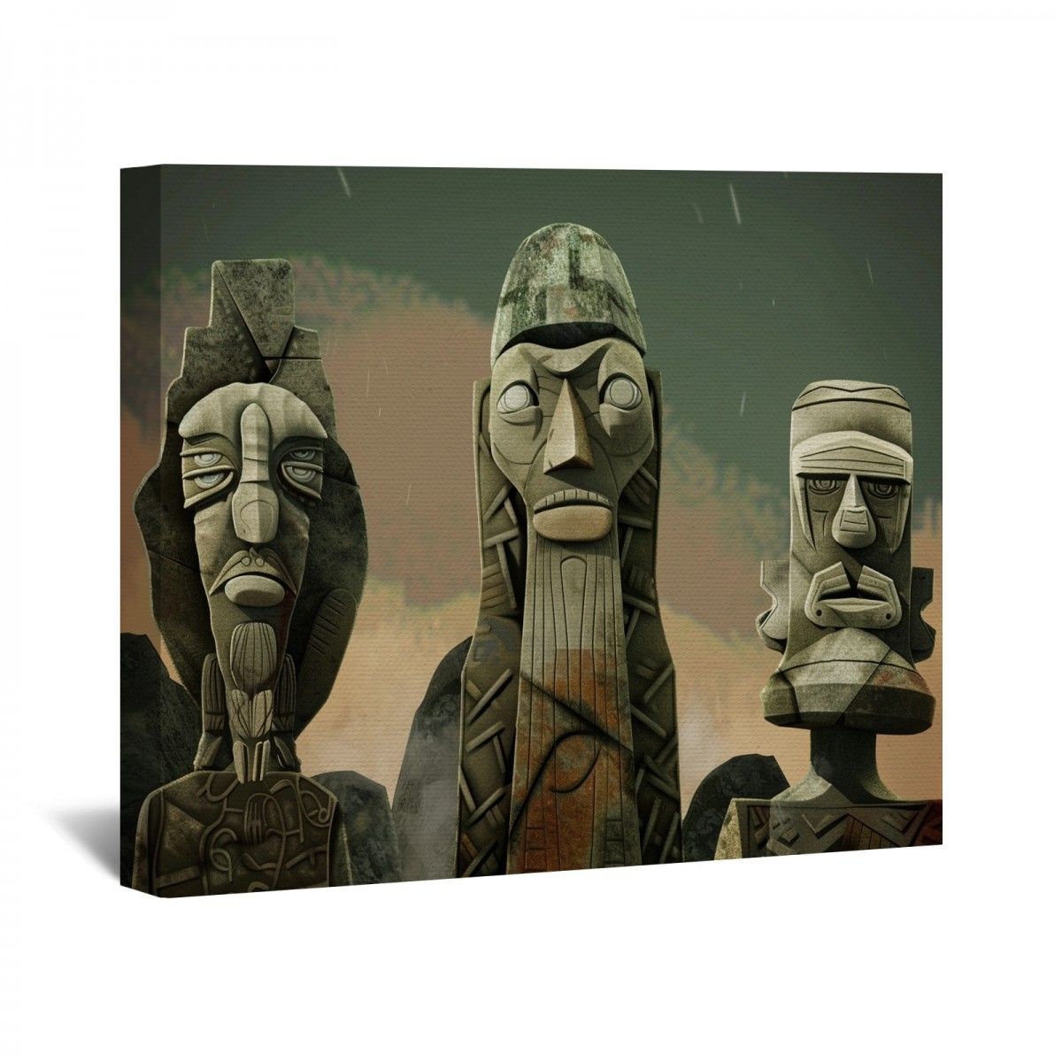 Red Barrel Studio® Moai Statues Framed On Canvas Print | Wayfair