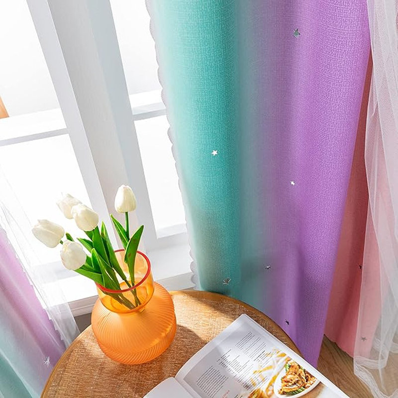 Mercer41 Xidi Curtains For Girls Bedroom Decor, Rainbow Curtains For ...