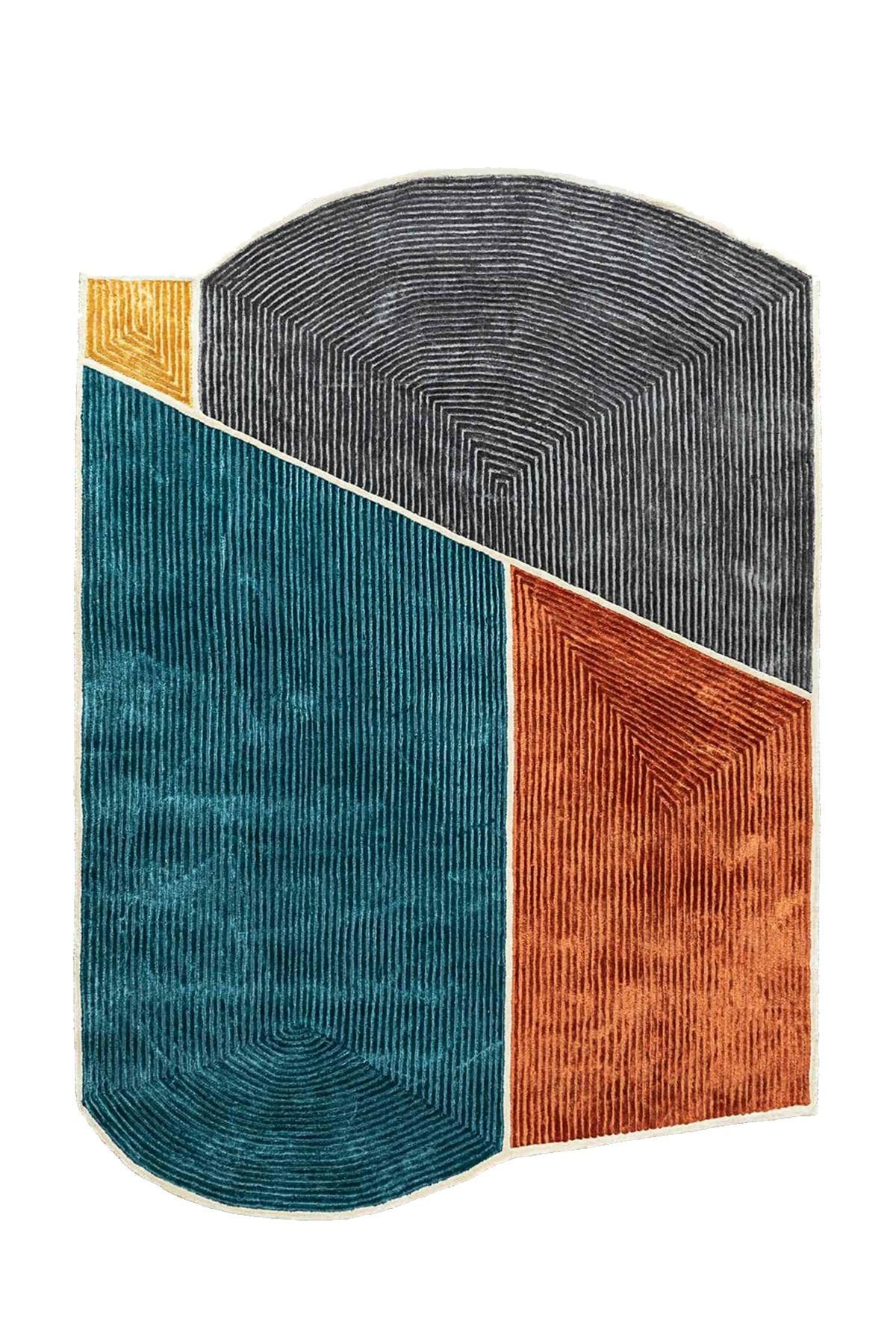 Corrigan Studio® Asymmetrical Cut Geometric Multicolor Printed Woven ...