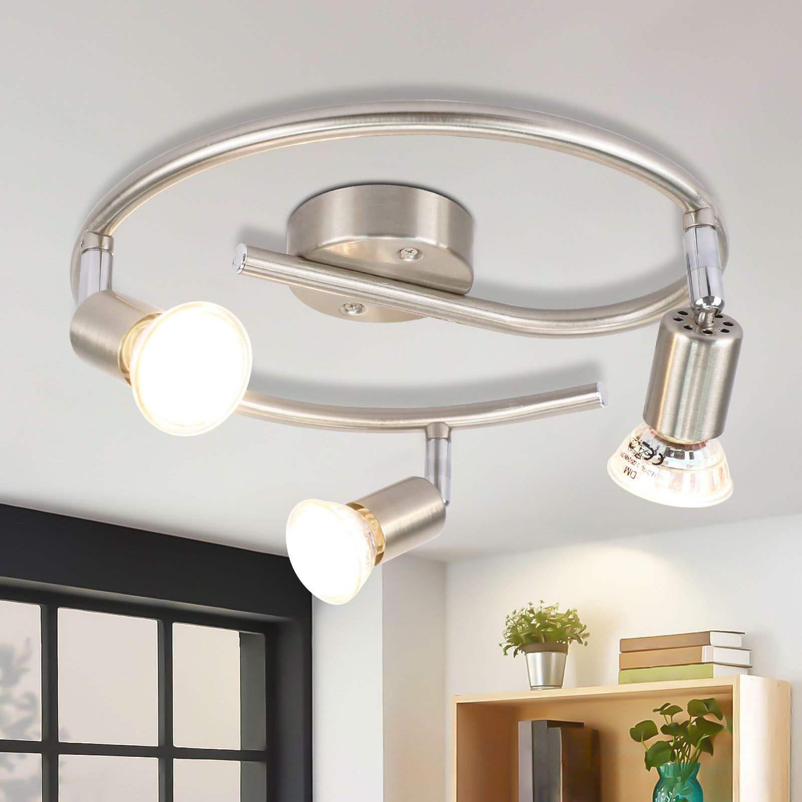 Metro Lane LED Ceiling Spotlight Swiveling GU10 3 Flame Ceiling Spots ...
