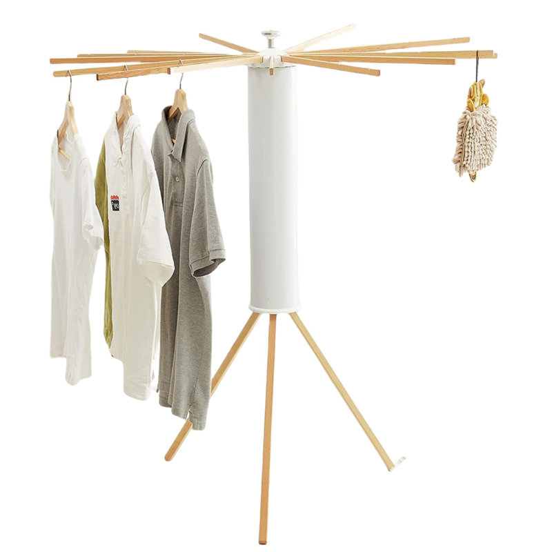 17 Stories Wooden Tripod Clothes Drying Rack – Foldable & Portable ...