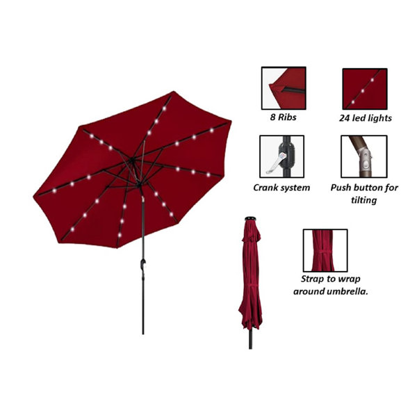 Arlmont & Co. Hachaliah 9'10" Lighted Market Umbrella | Wayfair
