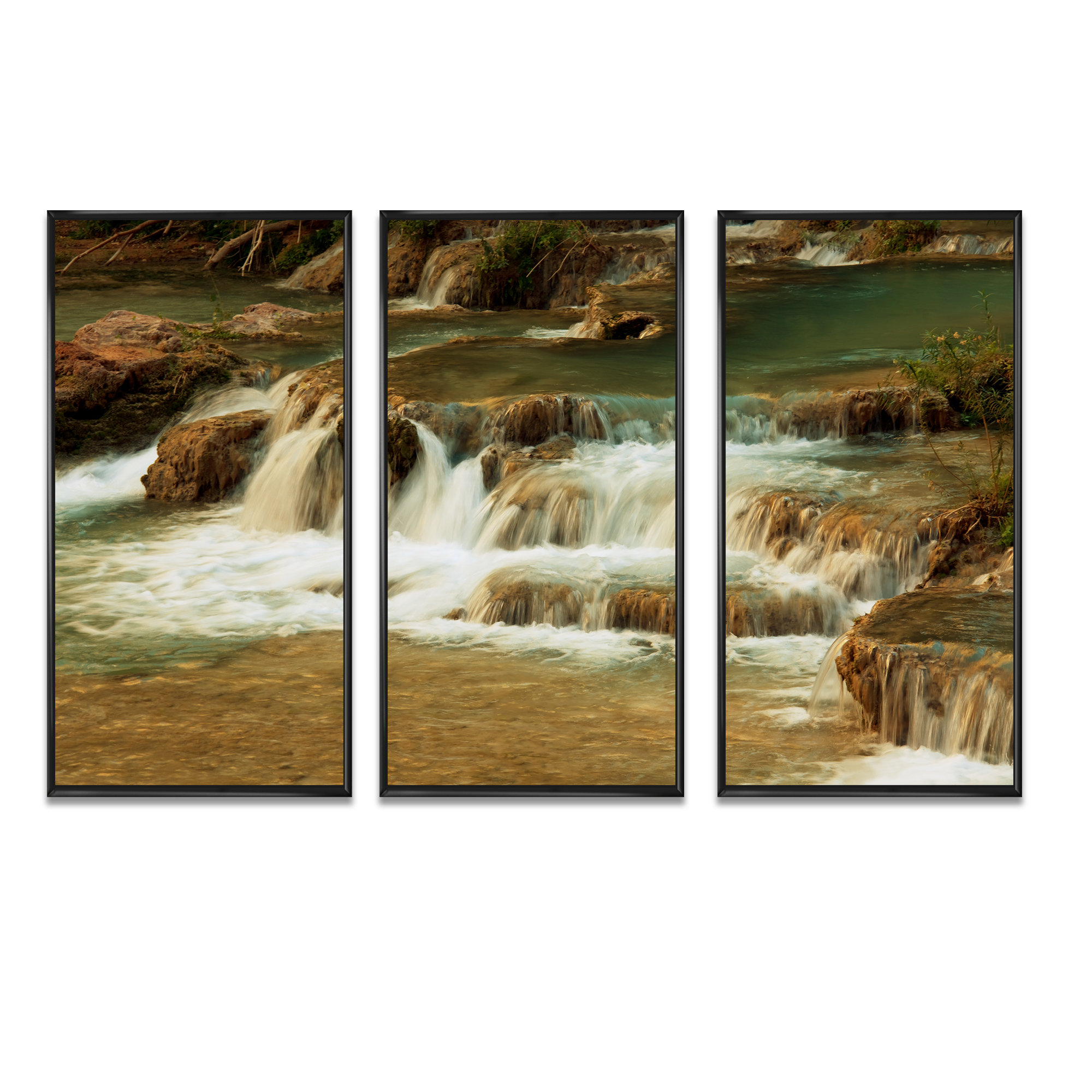 Millwood Pines Waterfall Cascade With White Waters - Landscape Framed ...