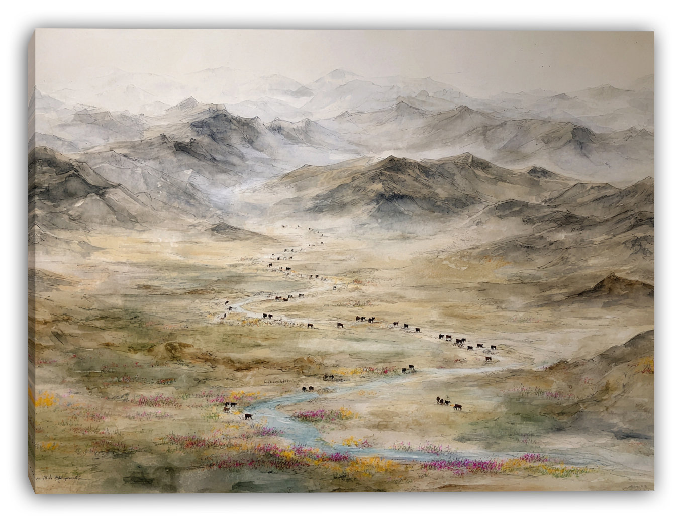 Alcott Hill® Herd Path through Valleys Wrapped Canvas Wall Art | Wayfair
