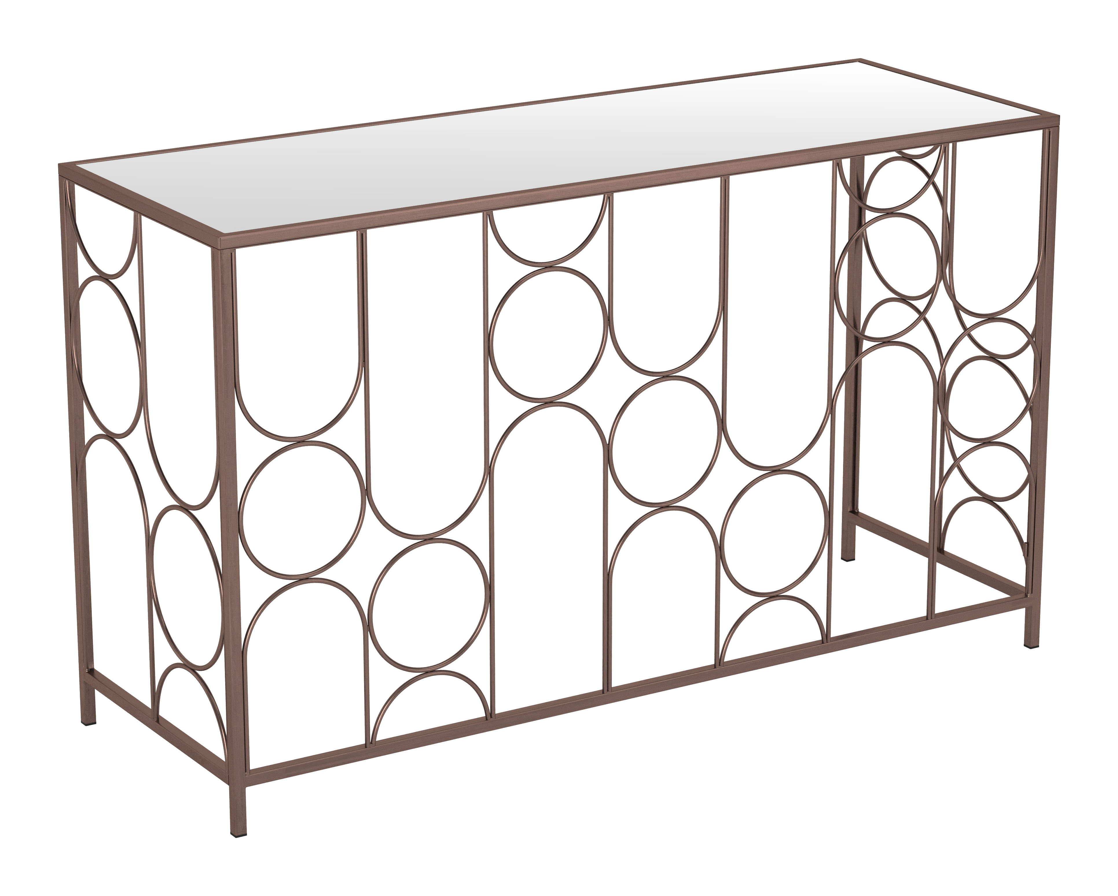 HomeRoots 50" Clear and Bronze Glass and Steel Abstract Console Table ...