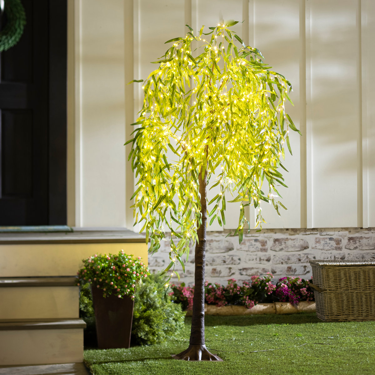 Primrue Indoor/Outdoor Lighted LED Green Willow Tree 6' | Wayfair