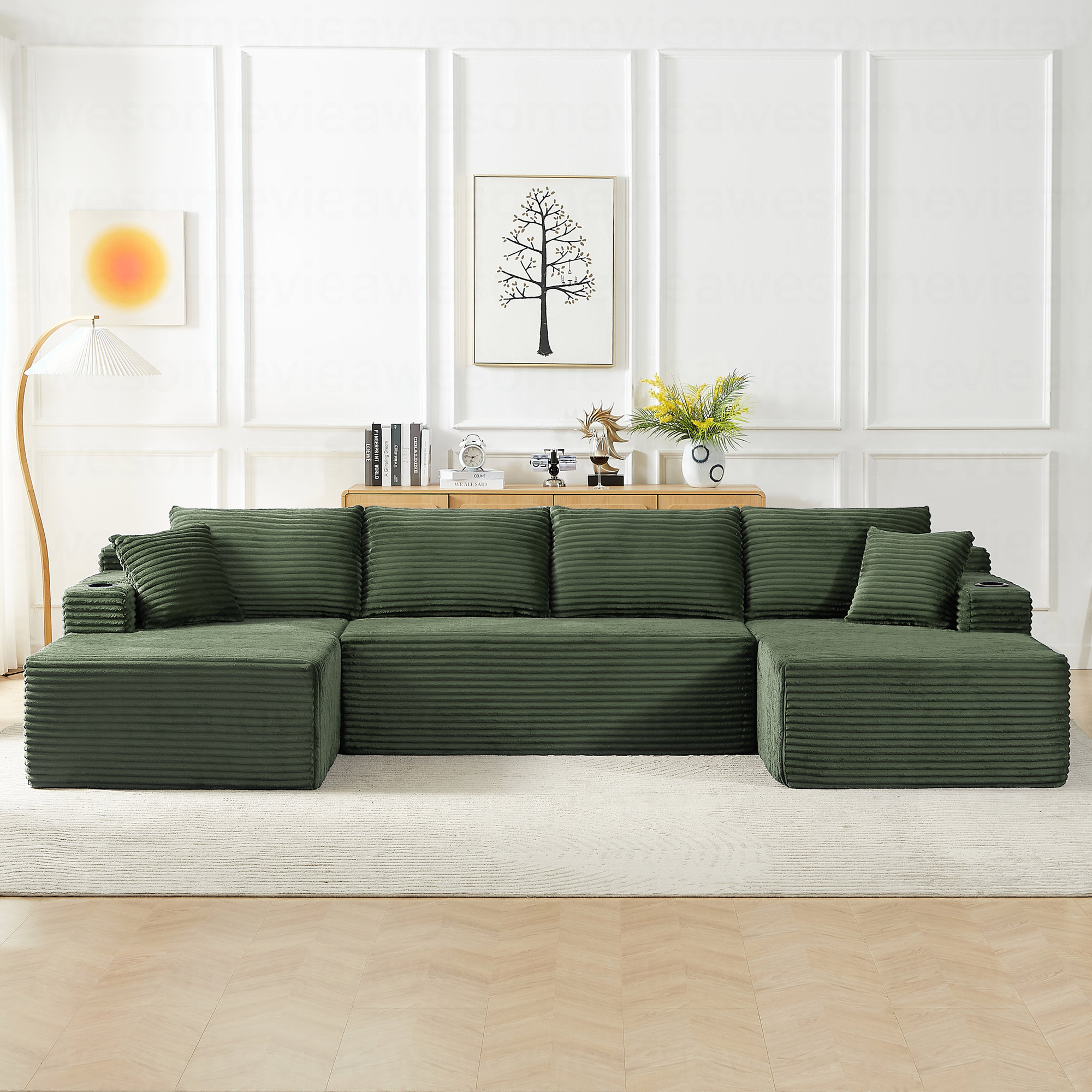 Latitude Run® Compressible U-Shaped Sectional Sofa Set,Minimalist Style ...
