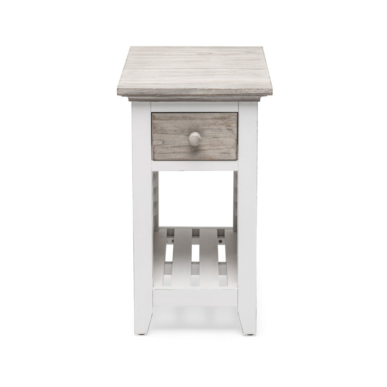 Rosalind Wheeler Ahrent White Grey Solid Wood Accent Coastal Chairside ...