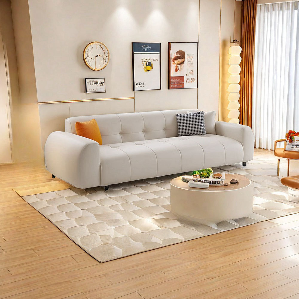 Lifton Modern cream-style straight row sofa for 3 - Wayfair Canada