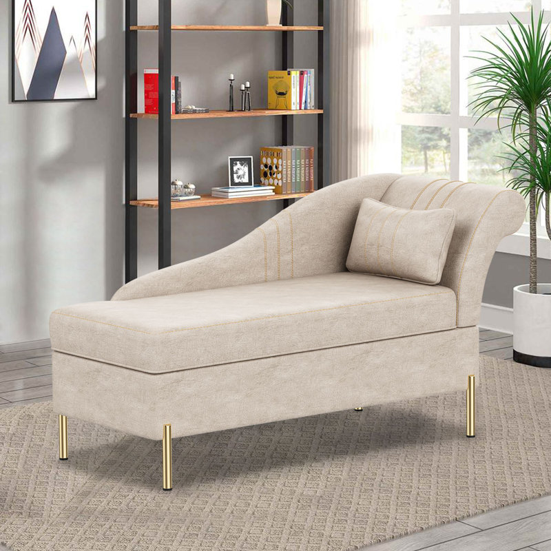 Rosdorf Park Driscilla Right-Arm Chaise Recessed Arm Chaise Lounge with ...