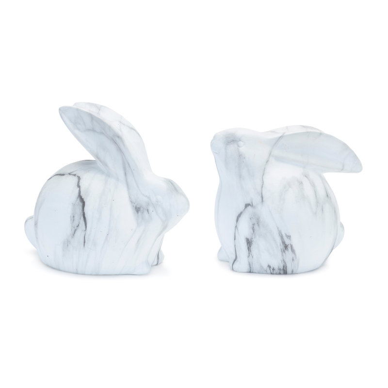 Gracie Oaks Marble Design Rabbit Shelf Sitter (Set of 2) | Wayfair