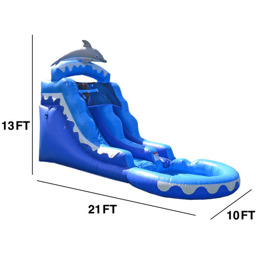 HeroKiddo 13 FT Dolphin Water Slide with Splash Pool for Kids and ...