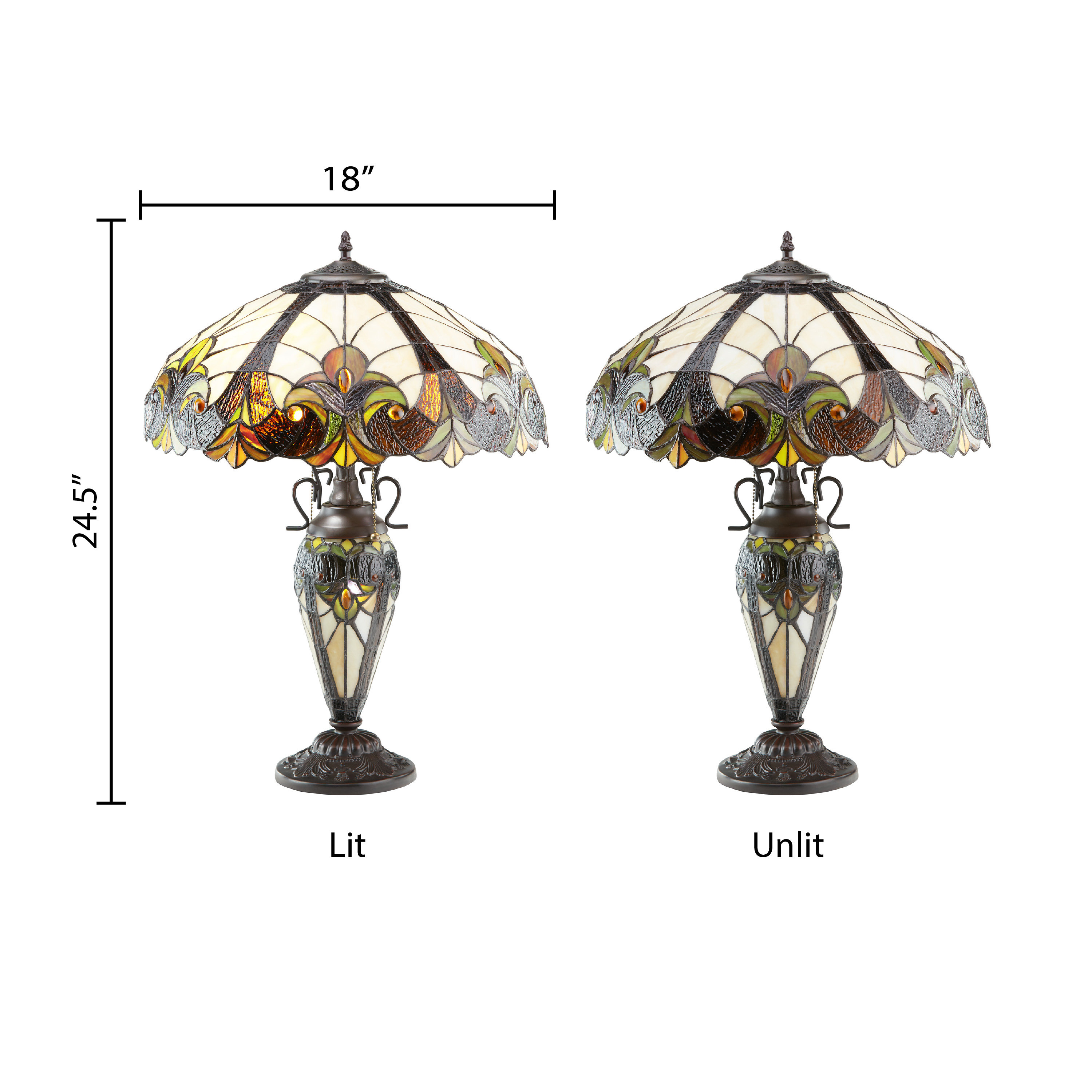 Fleur De Lis Living Crepeau 24.5"H Double Lit Classic Ivory-Stained ...