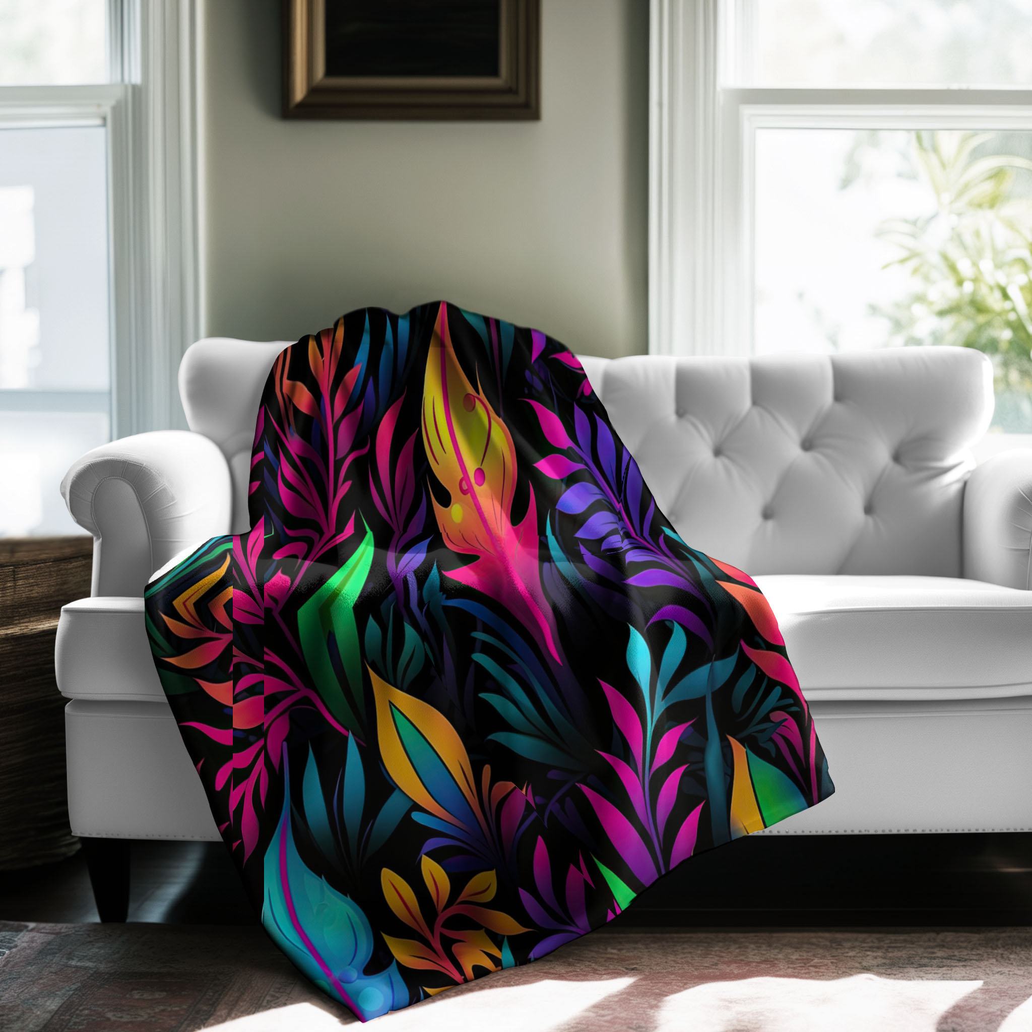 MentionedYou Funky Glow Patterns - 1 Piece Premium Sherpa Blank Throw ...