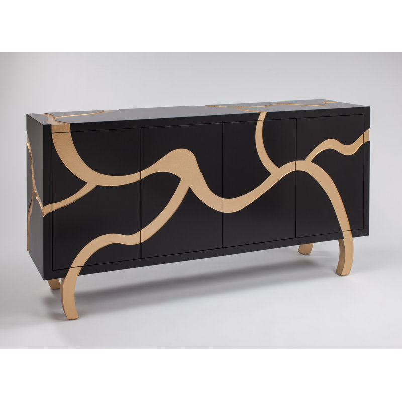 Artmax Black/Gold 72" Wide Sideboard | Wayfair