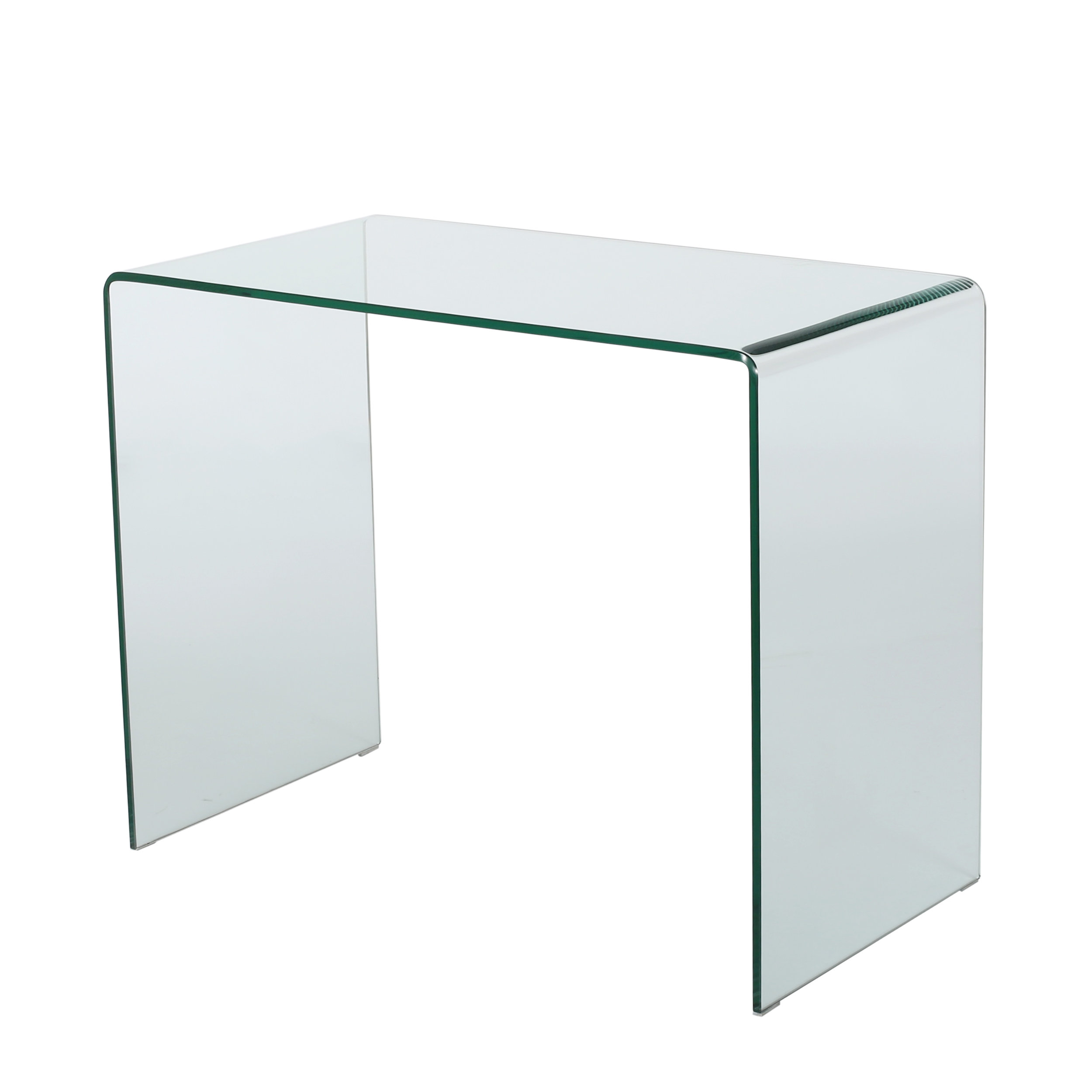 Orren Ellis Modern Tempered Glass Console Table with Waterfall Edge ...