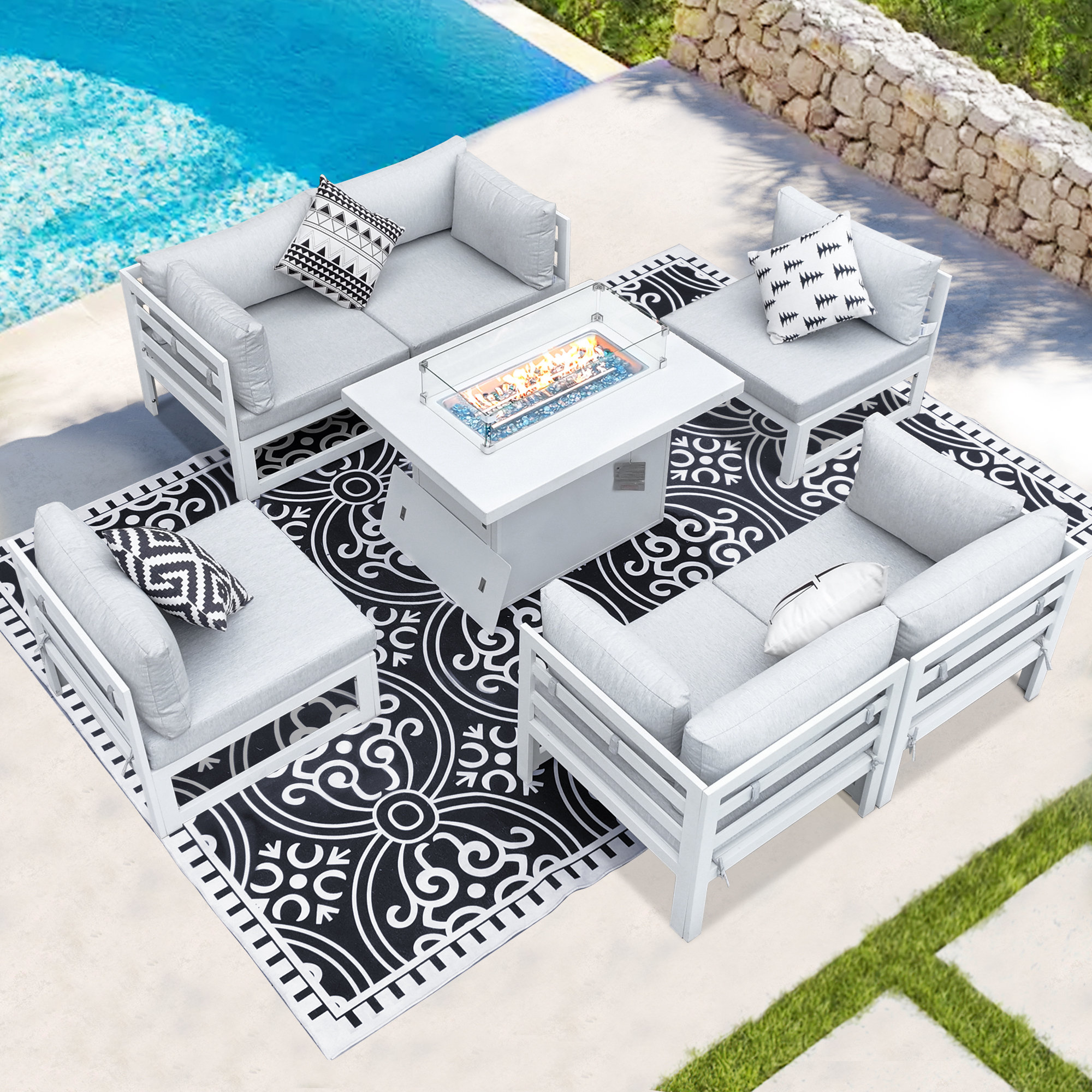 Hokku Designs Rosati 7 Piece Complete Patio Set with Cushions | Wayfair