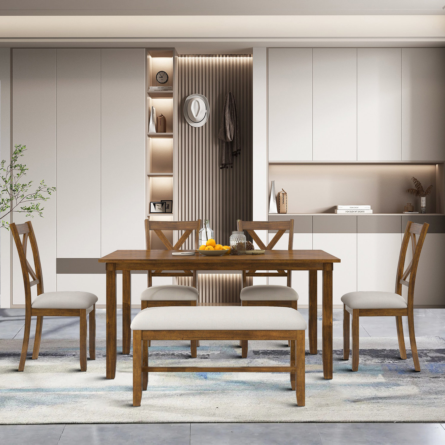 Rosalind Wheeler Bremble Vintage style 6 - Piece Dining Set with x-back ...