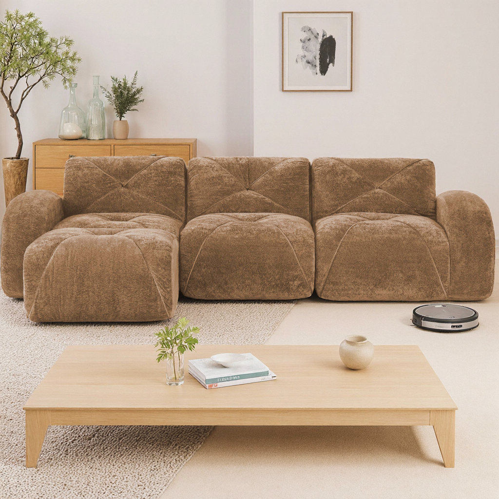 Latitude Run® L-Shaped Modular Sectional Sofa with Ottoman, Soft Velvet ...