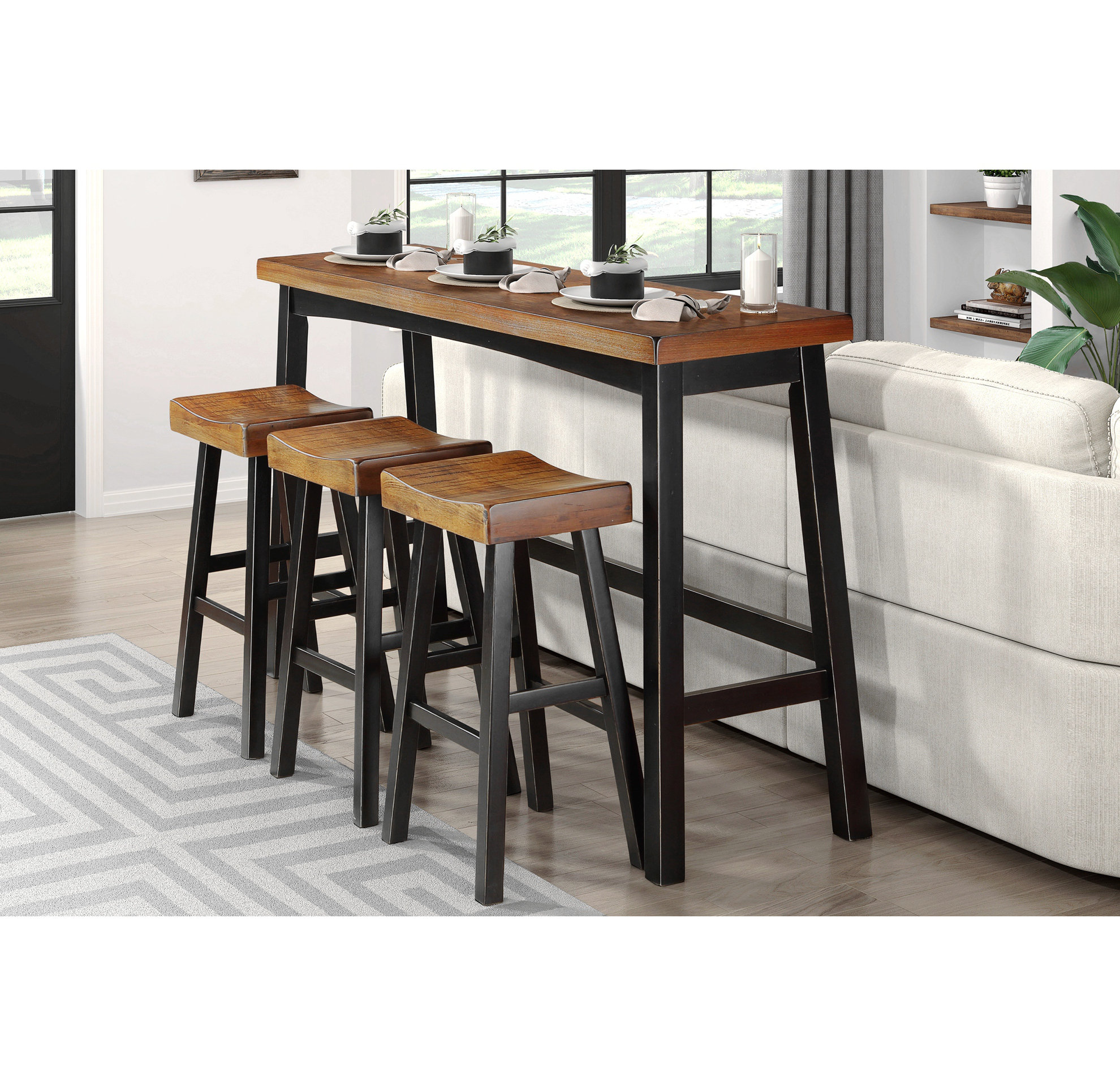 Red Barrel Studio® Transitional 4-Piece Pub Height Set, Table And Bar ...