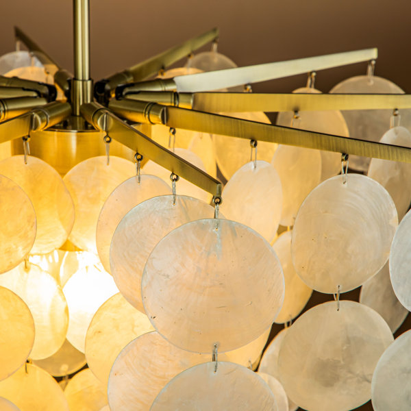 Mercer41 Camisa 4-Light Glam Coastal Capiz Tierd Chandelier With ...