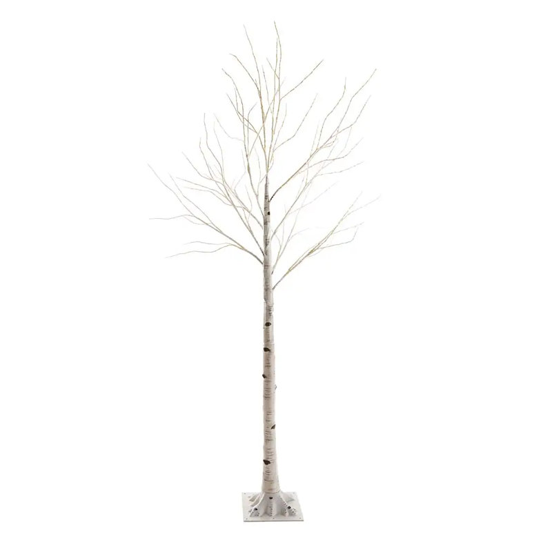 Primrue 84'' 7'H Indoor/Outdoor Artificial Birch Tree with 280 Warm ...