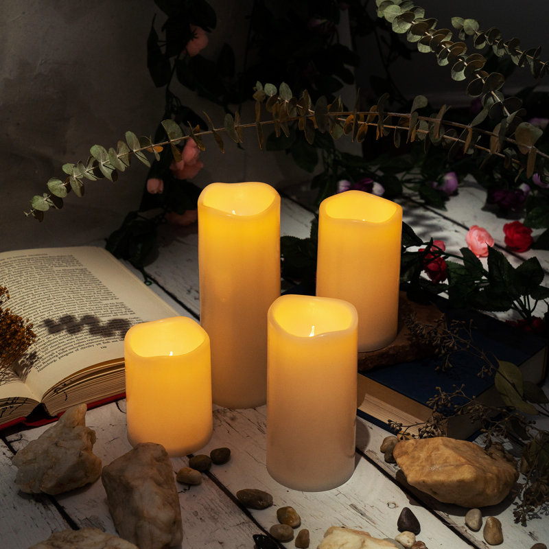 Latitude Run® Waterproof Flameless LED Outdoor Pillar Candles (Set of 4 ...