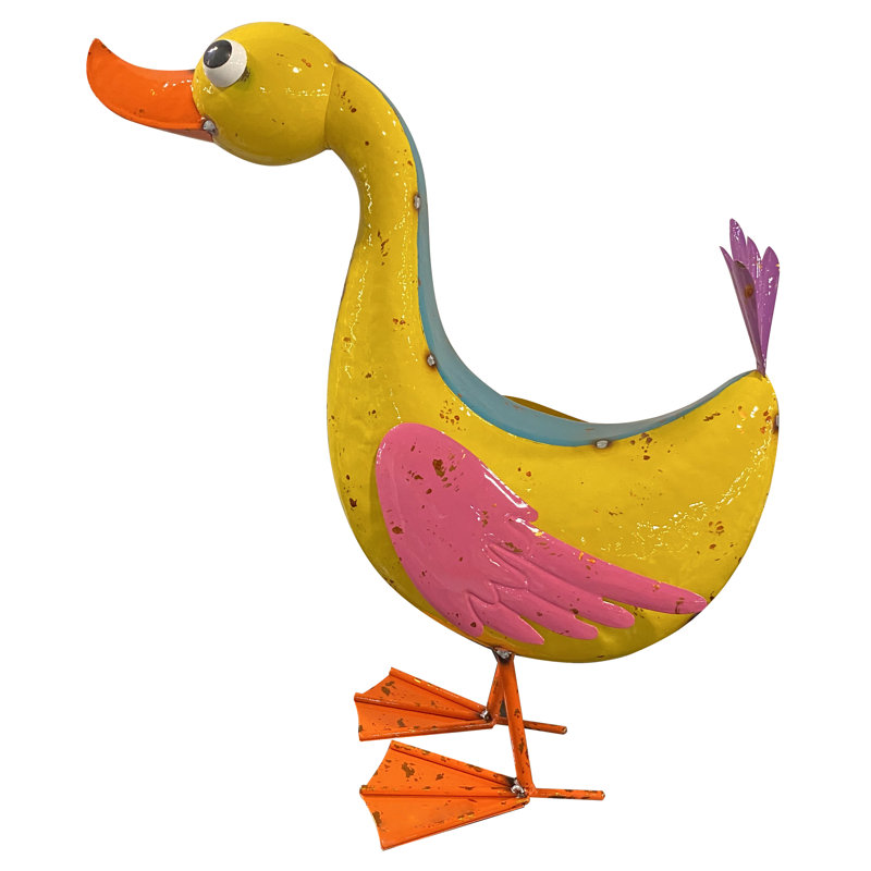 Continental Art Center Enameled Large Metal Duck Garden Statue | Wayfair