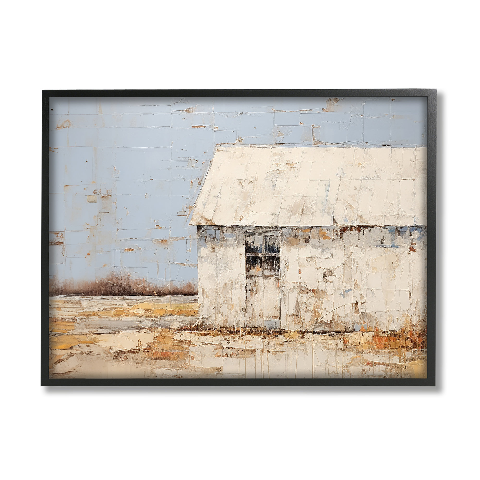 Stupell Industries Ba-666-Floater Rustic White Barn Framed On Canvas by ...
