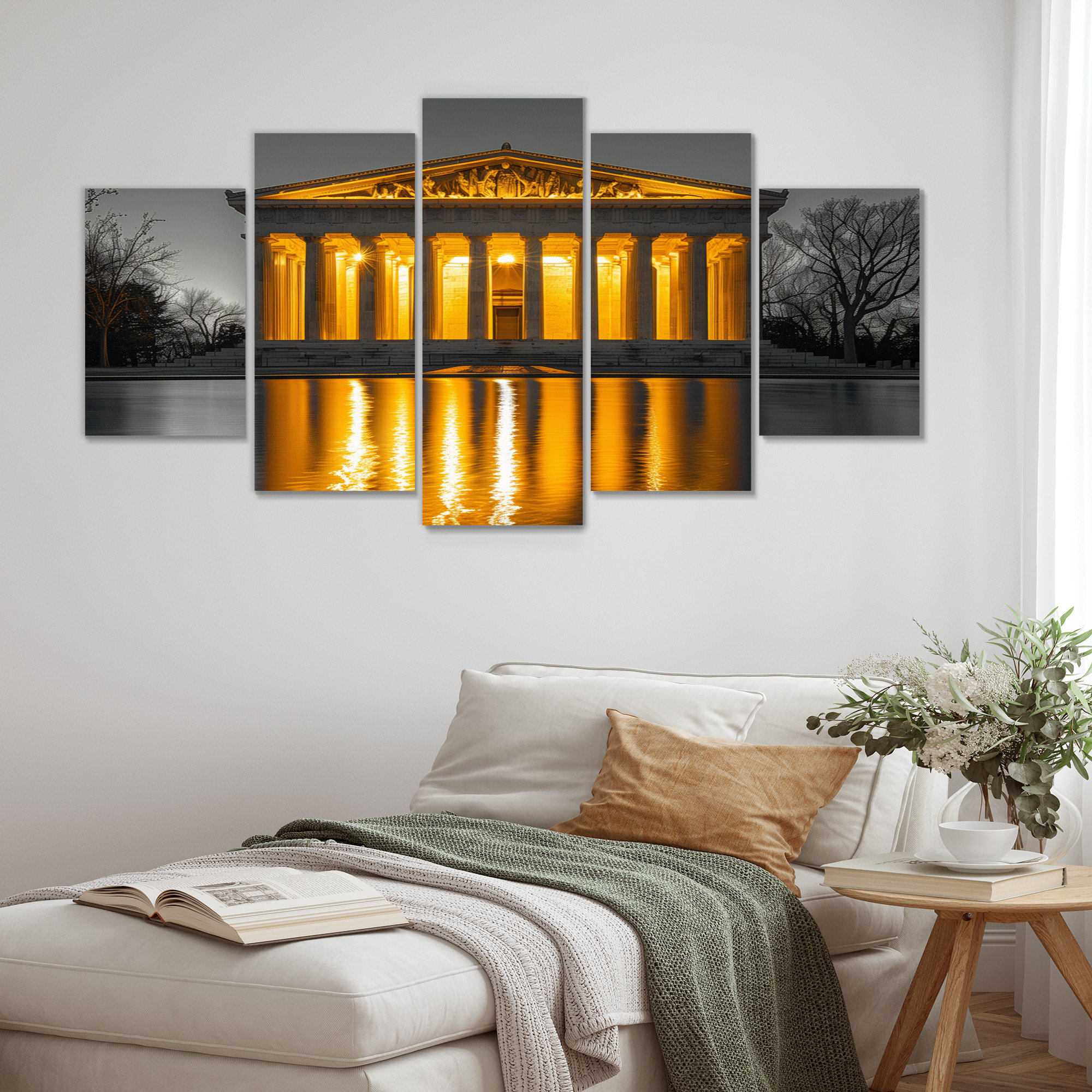 Latitude Run® Yellow Grey Winter Lincoln Memorial Monument Photo ...