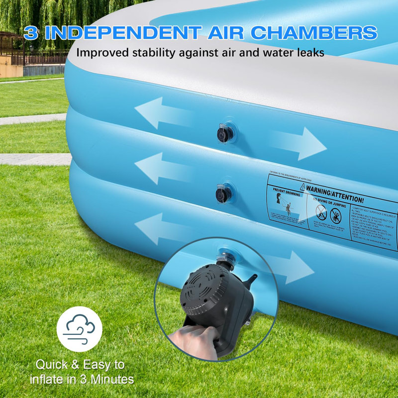 Utibia Inflatable Pool for Kids and Adults-118" X 71" X 22" Full-Sized ...