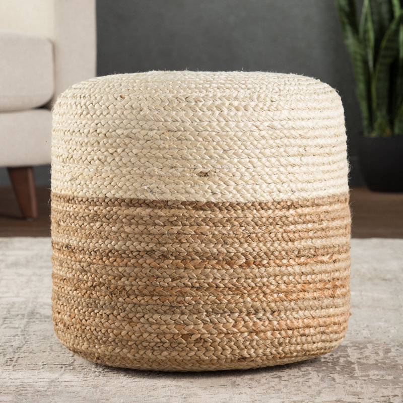 Mistana™ Teen Fabian 18" Wide Round 100% Braided Jute Ombre Pouf ...