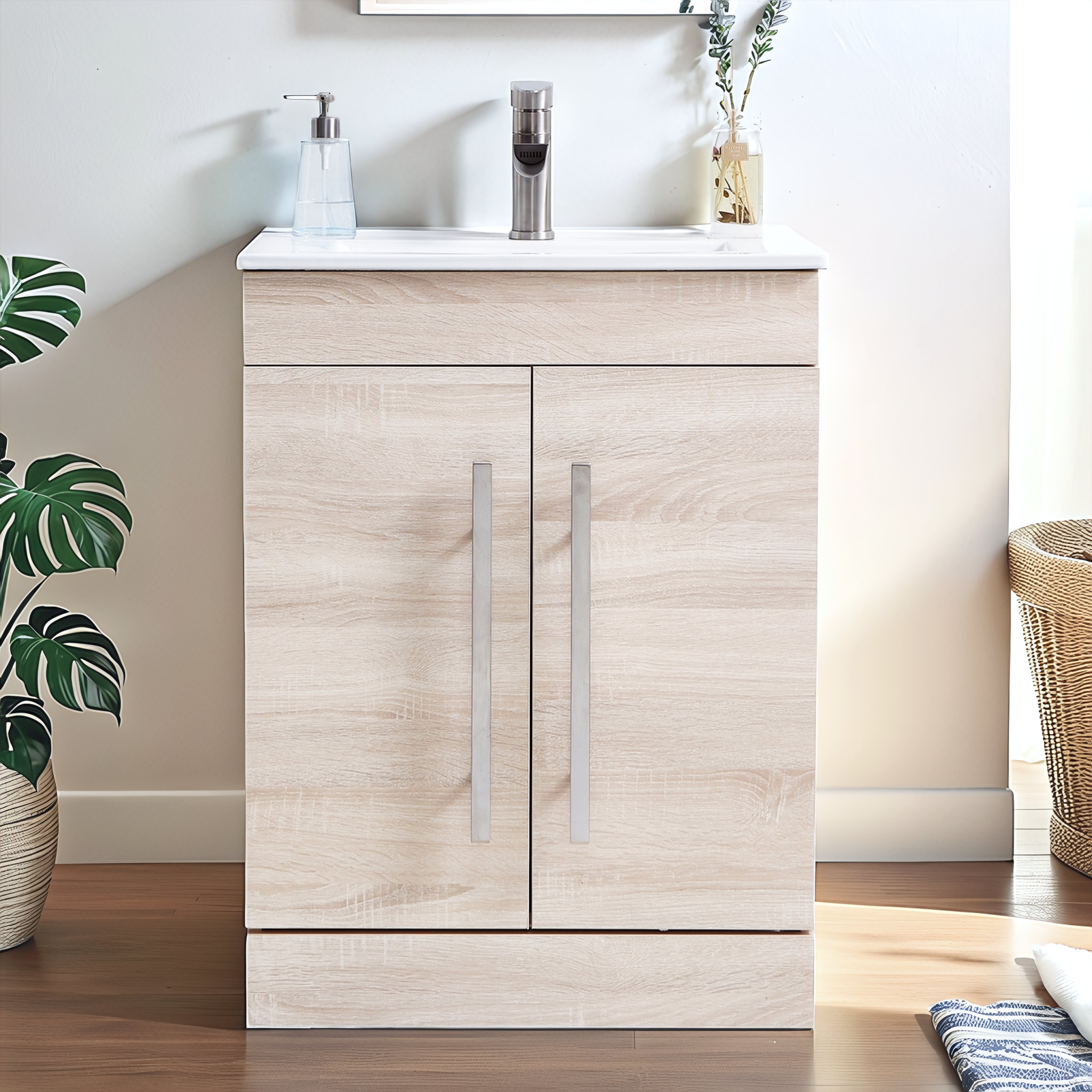 Ash Moonshine 24" Modern Mood Grain Free-Standing Single Bathroom ...